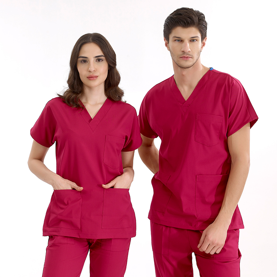 Cherry Red Dr. Greys Doctor Nurse Medical Scrubs Set Luxury Lycra ...